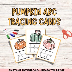 Cute Retro Pumpkin ABC Tracing Cards| Instant Download| Letter Practice ...