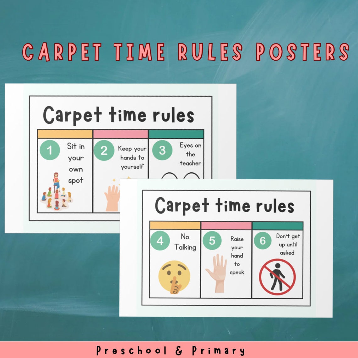 Carpet and Circle Time Visual Guide Posters for Classroom, Preschool ...