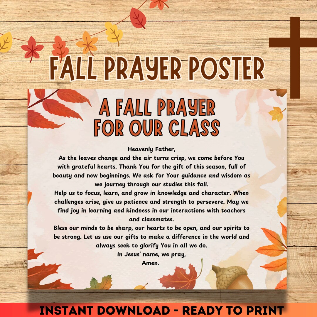 A Fall Prayer for Our Classroom | Instant Download | Religious Poster ...