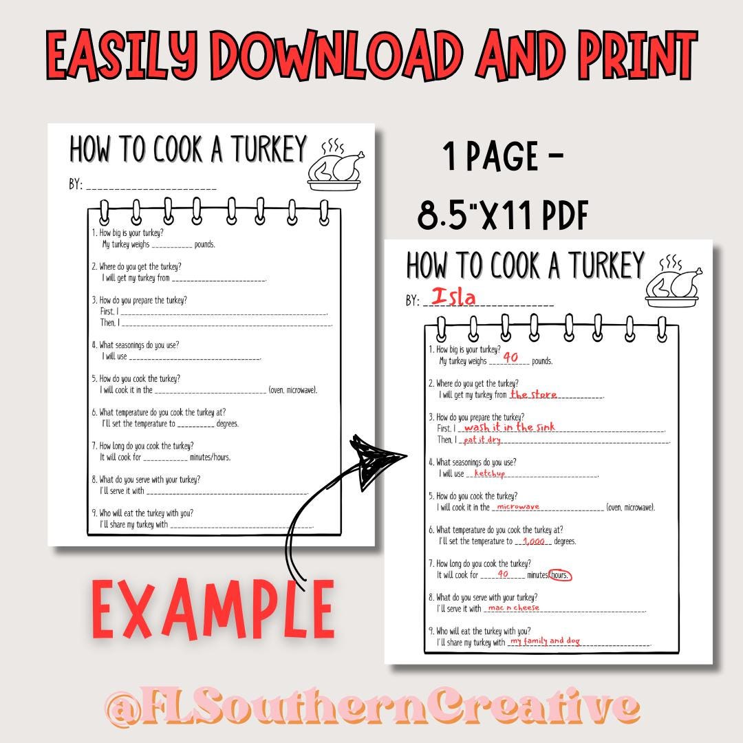 How to Cook A Turkey for Kids | Thanksgiving 2024 Printable | Fun Kids ...