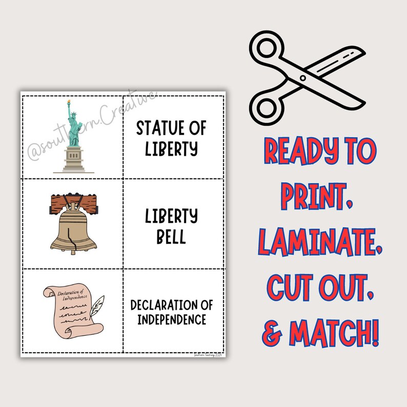 USA Symbols Flashcards & Matching Learning - INSTANT PDF Download - Etsy