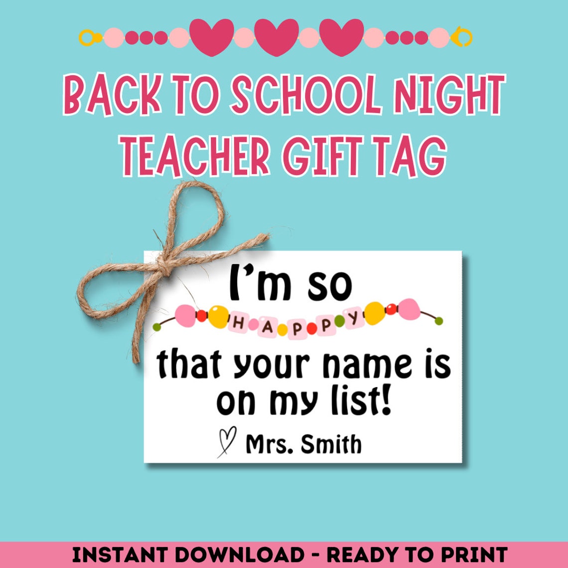 Back to School "i'm so Happy Your Name is on My List" Friendship ...