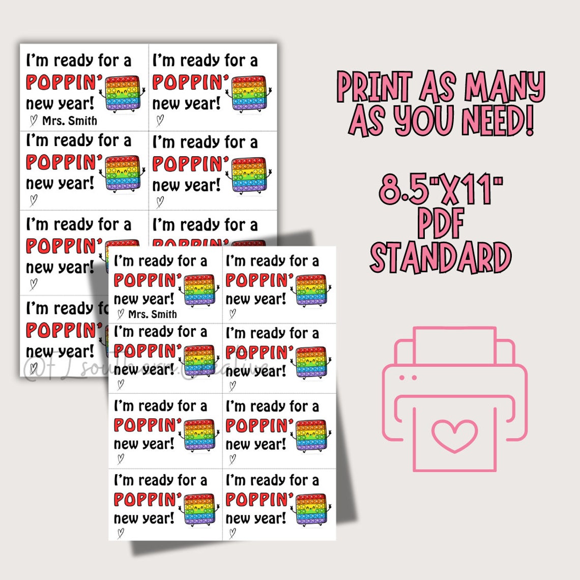 I'm Ready for a Poppin' New Year! Fidget Pop Tag - Back to School ...