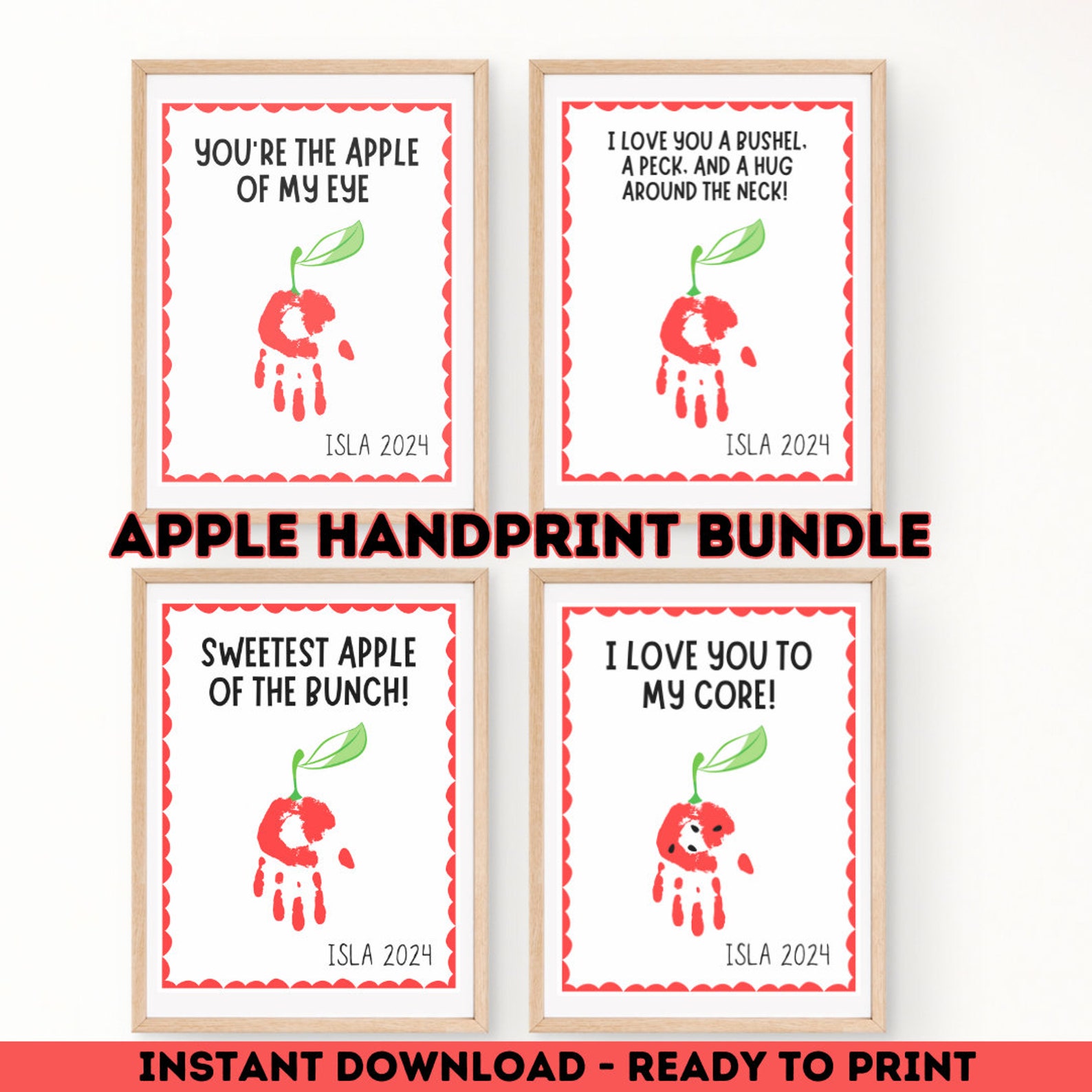 Apple Handprint Craft PDF Download | 4-page Printable | 8.5x11" - Etsy