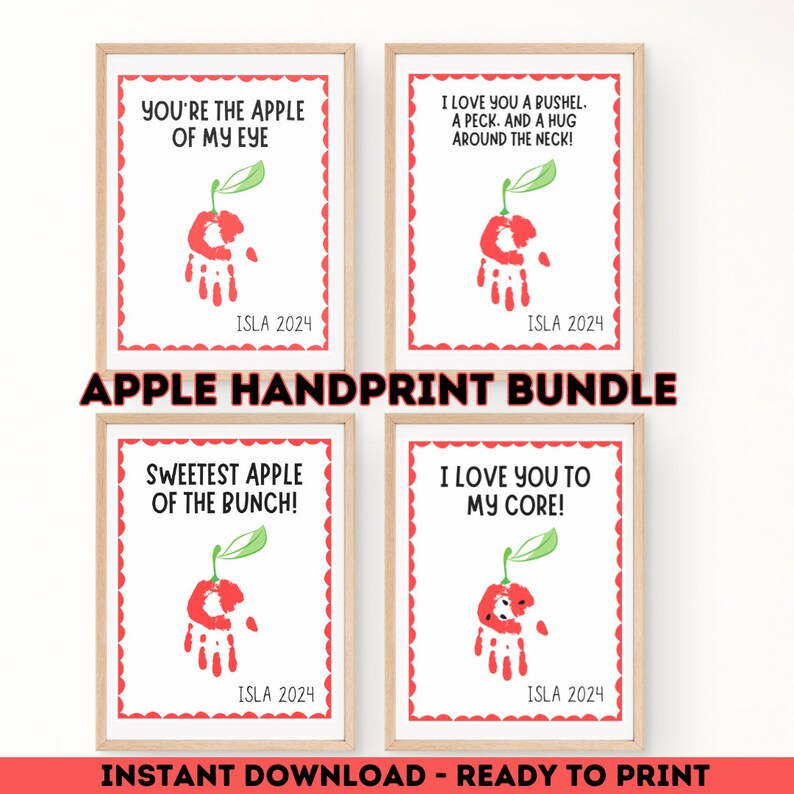 Apple Handprint Craft PDF Download | 4-page Printable | 8.5x11" - Etsy
