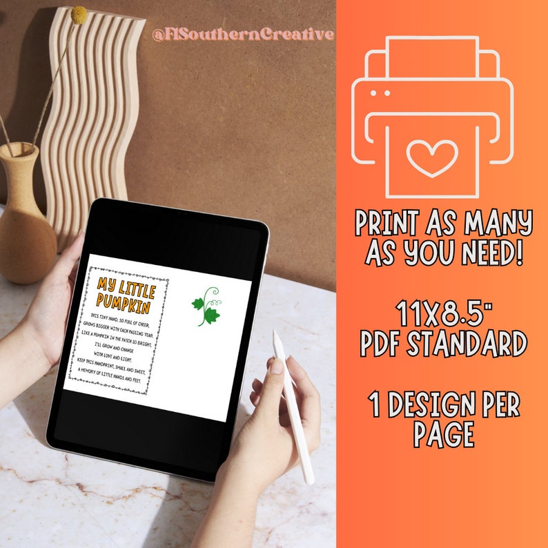 Pumpkin Handprint Poem and Craft 11x8.5 PDF for Kids & Preschool Fall ...