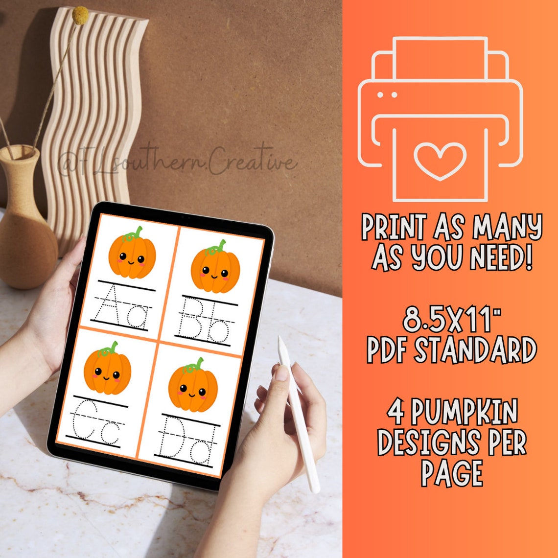 Pumpkin ABC Tracing Cards| Instant Download| Letter Practice| PDF for ...