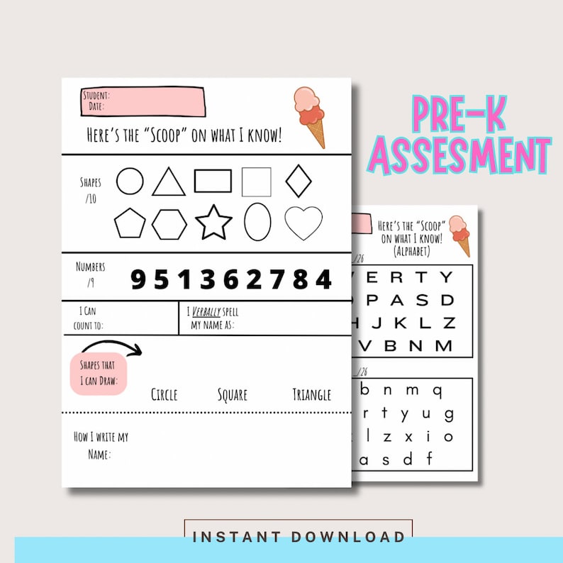 Pre-k Assesment Form Evaluation Basic Knowledge/ End of the Year ...