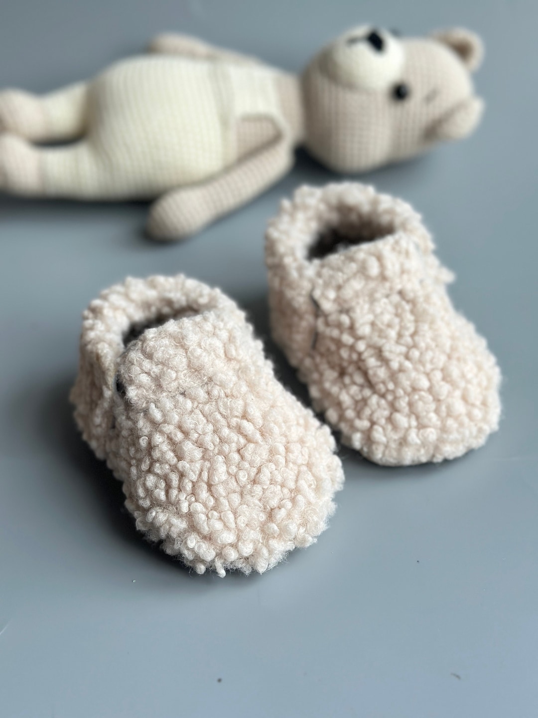 Teddy Bootie Baby Shoe, Gendar Neutral Baby Shoe, Fluffy Baby Shoe - Etsy
