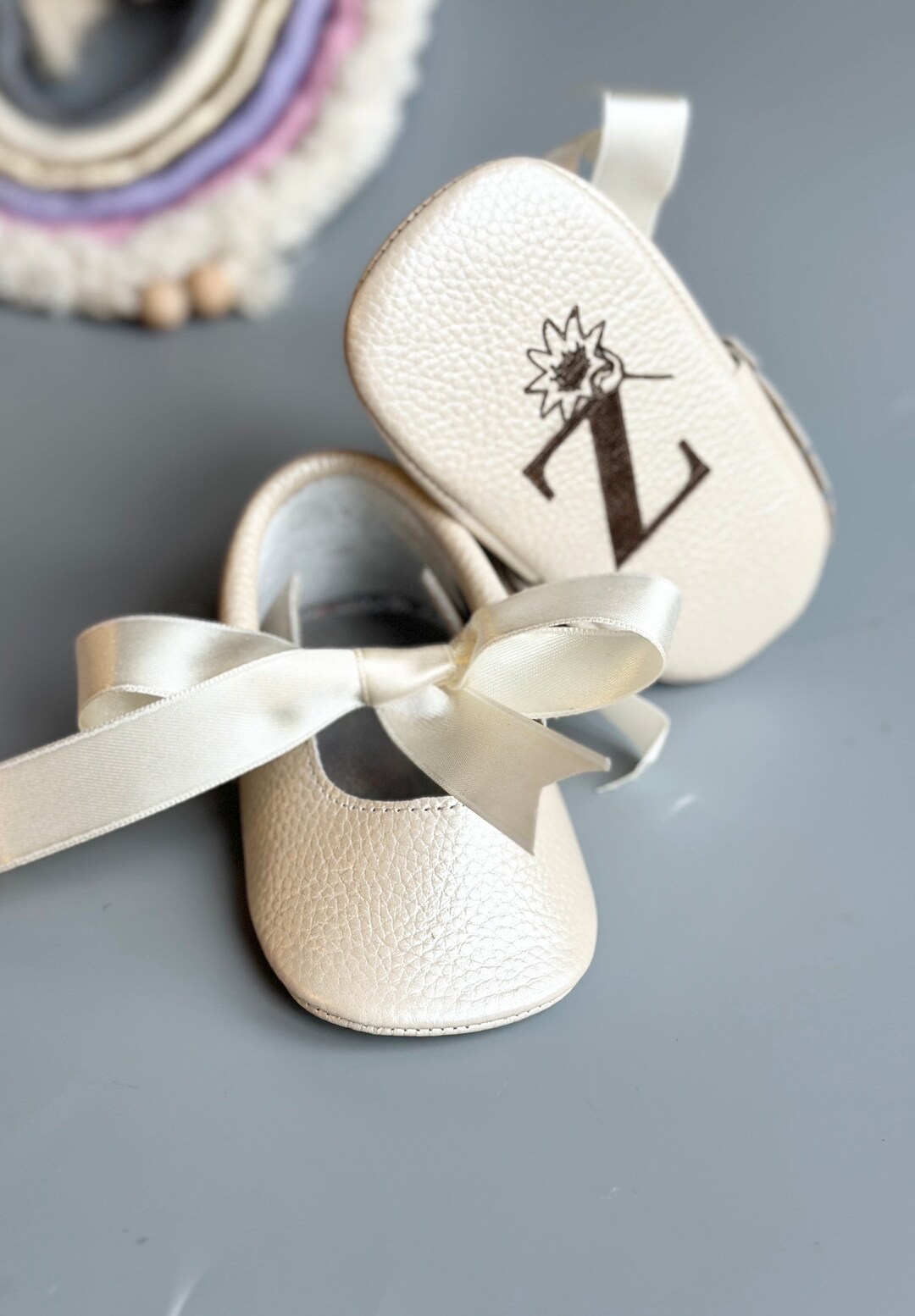 Ribbon Baby Girl Genuine Leather Moccasins, Baby Girl Shoes, Baby ...