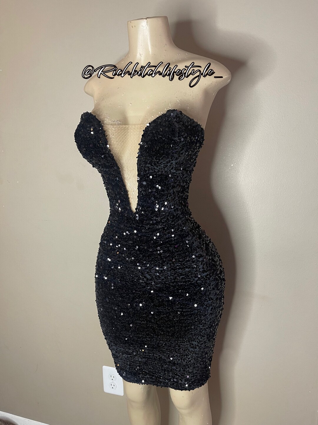 The Drayah Sequin Crystal Strapless Dress - Etsy