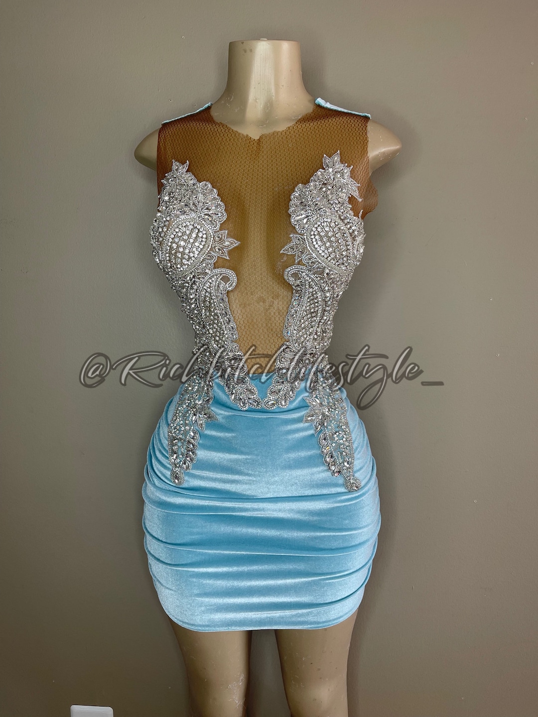 The Jaliyah Crystal Mini Dress With Train - Etsy
