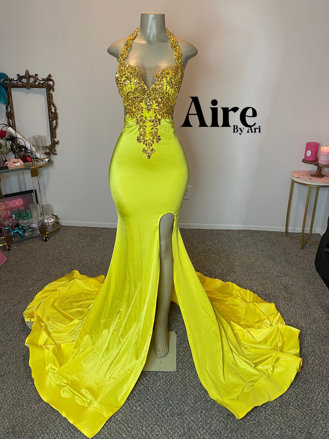 The Stephanie Crystal Halter Dress - Etsy