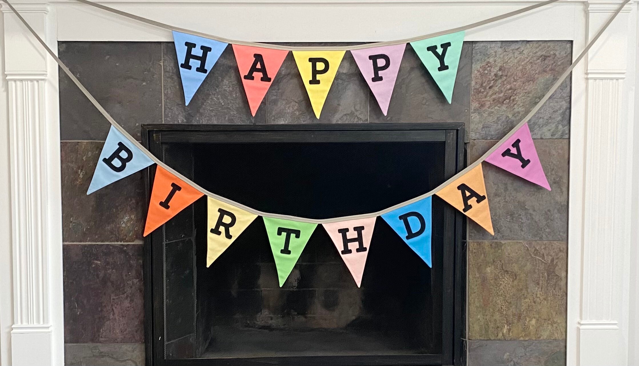 Happy Birthday Banner Pastel Solids Handmade Fabric Bunting - Etsy