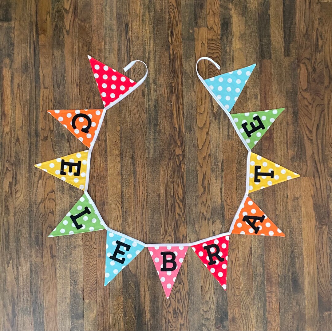 Celebrate Banner, Medium Polka Dot - Handmade Fabric Bunting - Etsy