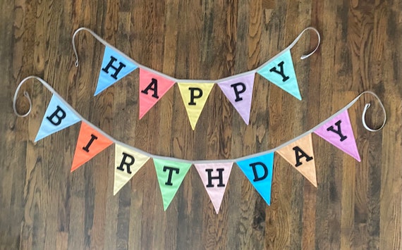 Happy Birthday Banner Pastel Solids | Etsy