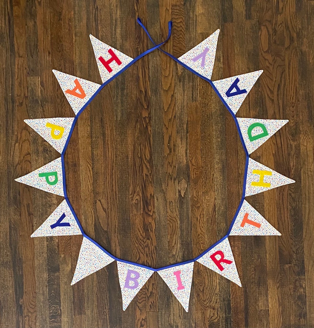 Happy Birthday Banner- Rainbow Stars, Rainbow Letters - Handmade Fabric ...