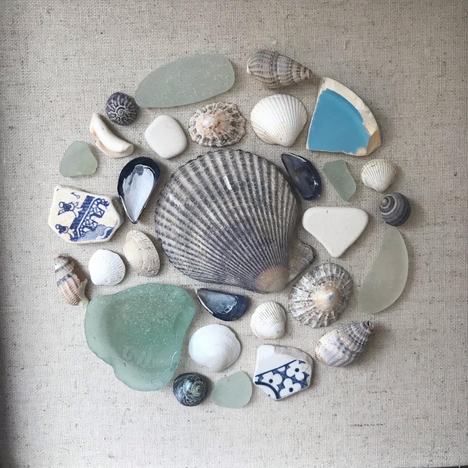 Cornish Shell Art Picture Sea Glass Art Handmade in - Etsy