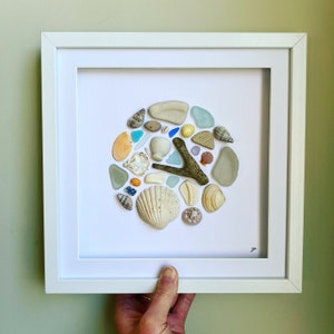 Cornish Shell Art Picture • Sea Glass Art • Handmade in Cornwall - Etsy UK