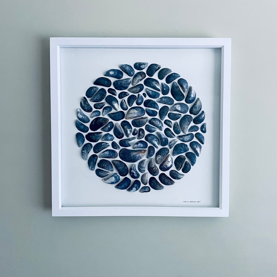 Extra Large Cornish Mussel Shell Mandala Framed Picture • Shell Art ...