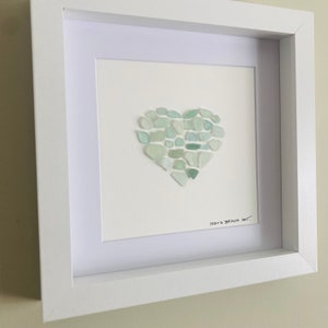 Blue Cornish Sea Glass Heart Picture Sea Glass Art Handmade in Cornwall ...
