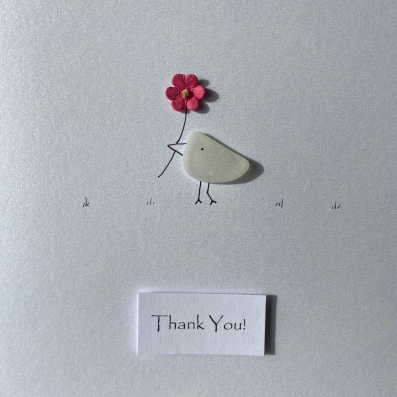 Thank You Card Cornish Sea Glass Handmade in Cornwall - Etsy UK