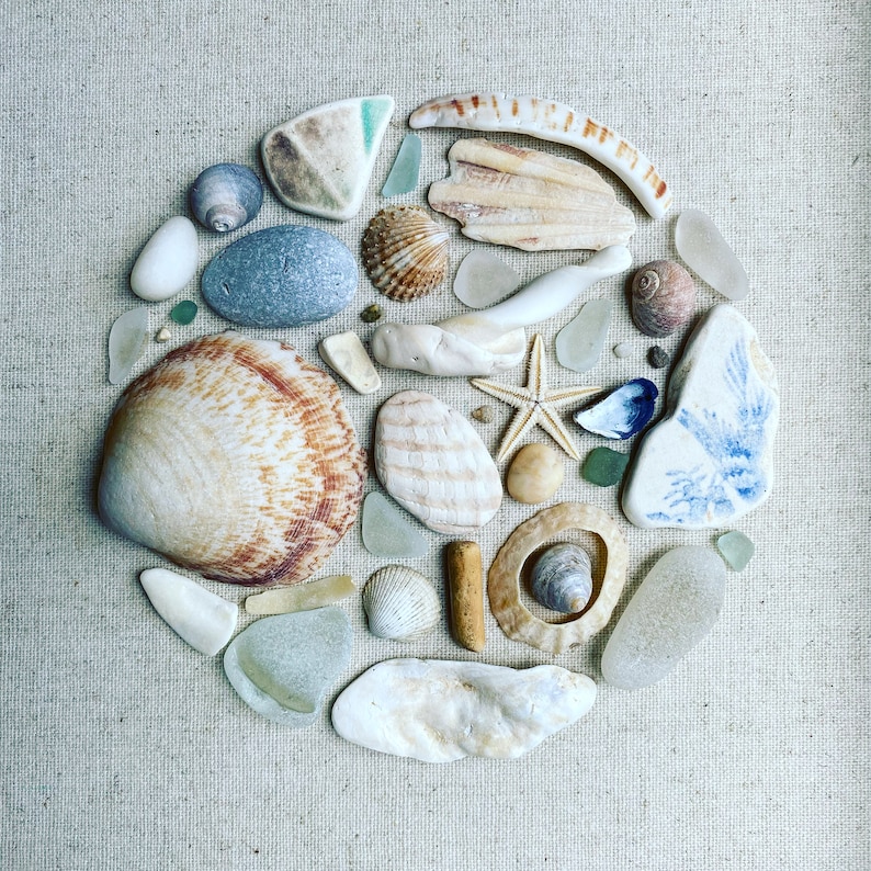 Cornish Shell Art Picture Sea Glass Art Handmade in - Etsy