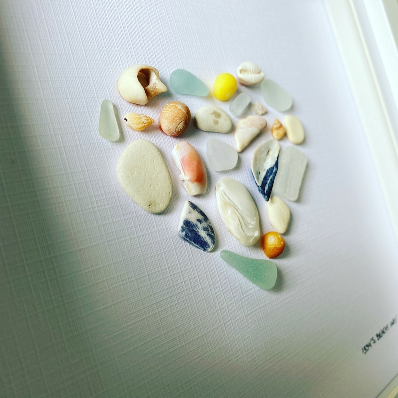 Cornish Sea Glass Art Shell Heart Picture Handmade in - Etsy