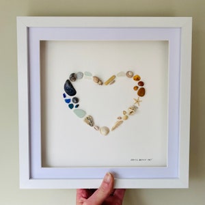 Cornish Sea Glass Art • Coastal Heart Wreath Picture • Handmade in ...