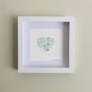 Blue Cornish Sea Glass Heart Picture Sea Glass Art Handmade in Cornwall ...
