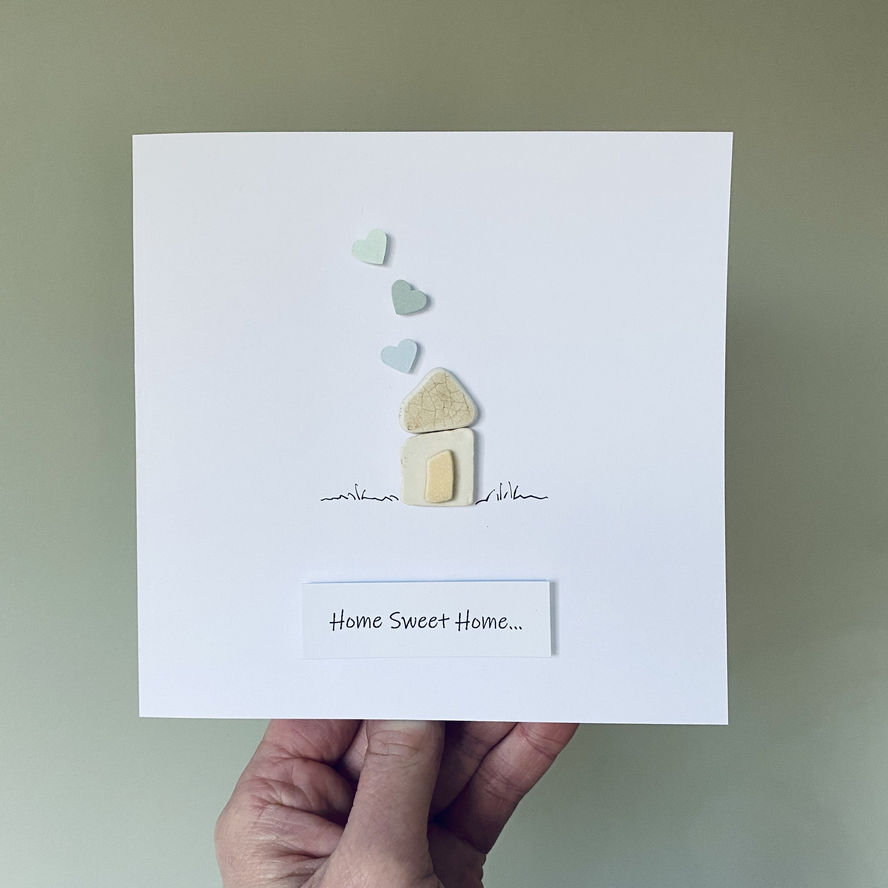 New Home Pebble Art Card - Handmade in Cornwall - Etsy UK