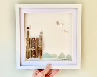 Cornish Shell Art Sea Glass Art Framed Picture Handmade in Cornwall - Etsy