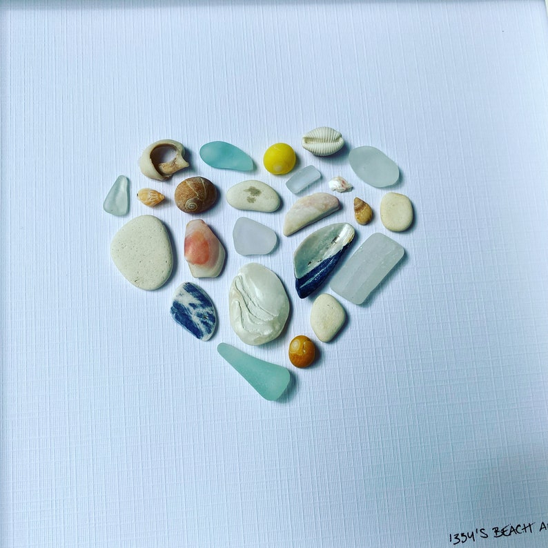 Cornish Sea Glass Art Shell Heart Picture Handmade in - Etsy