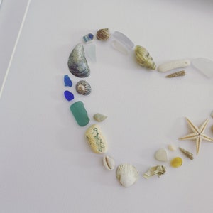 Cornish Sea Glass Art • Coastal Heart Wreath Picture • Handmade in ...