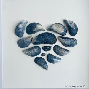 Cornish Helford Mussel Shell Heart • Shell Art Picture • Handmade in ...