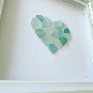 Blue Cornish Sea Glass Heart Picture Sea Glass Art Handmade in Cornwall ...