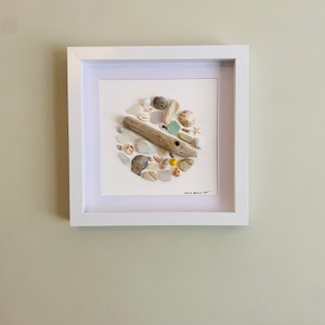 Cornish Shell Art Picture • Sea Glass Art • Handmade in Cornwall - Etsy UK
