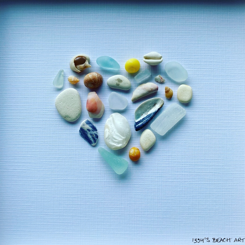 Cornish Sea Glass Art Shell Heart Picture Handmade in - Etsy