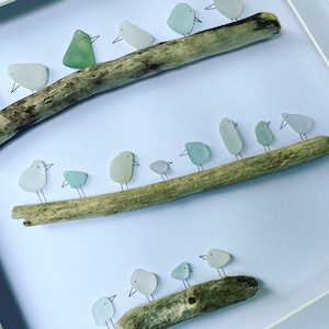 Sea Glass Bird Wall Art - Framed Picture Handmade in Cornwall - Etsy