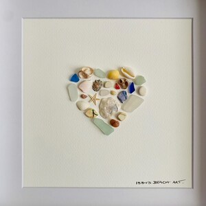 Cornish Sea Glass Art • Shell Heart Picture • Handmade in Cornwall ...