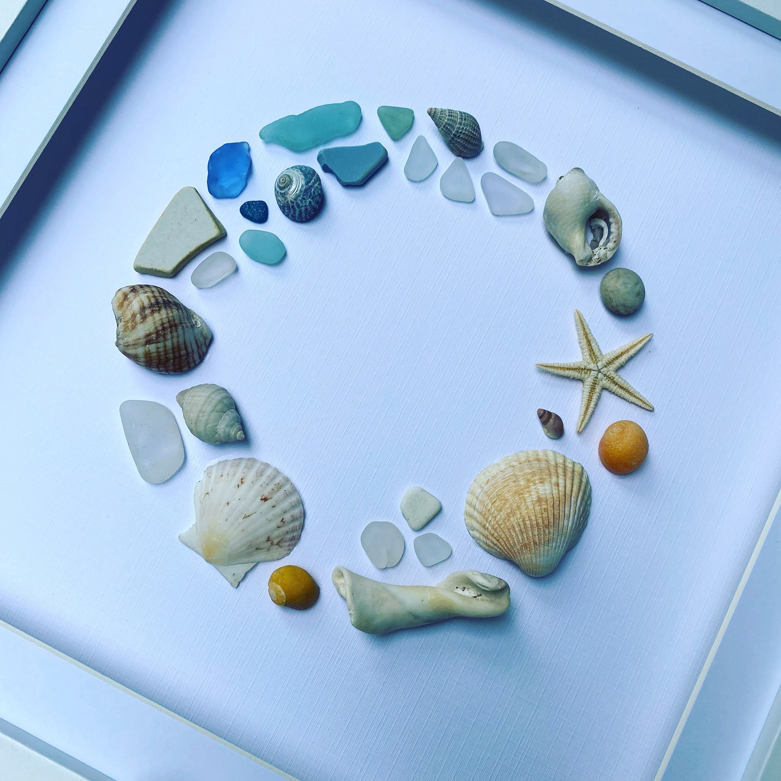 Cornish Sea Glass Art Coastal Wreath Picture Shell Art - Etsy