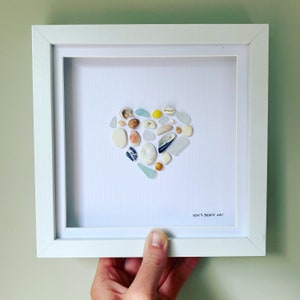 Cornish Sea Glass Art Shell Heart Picture Handmade in Cornwall - Etsy