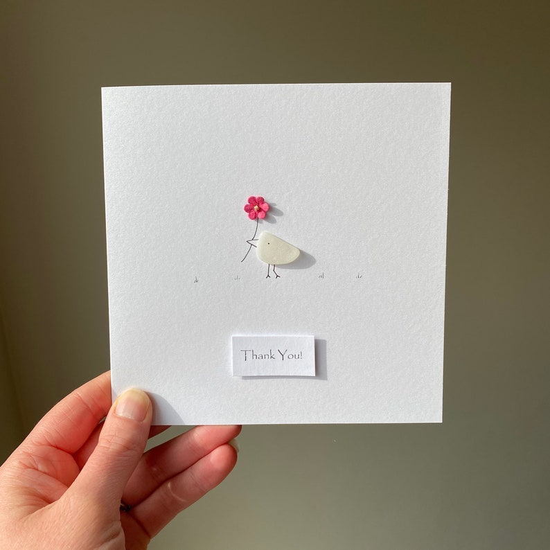 Thank You Card Cornish Sea Glass Handmade in Cornwall - Etsy UK