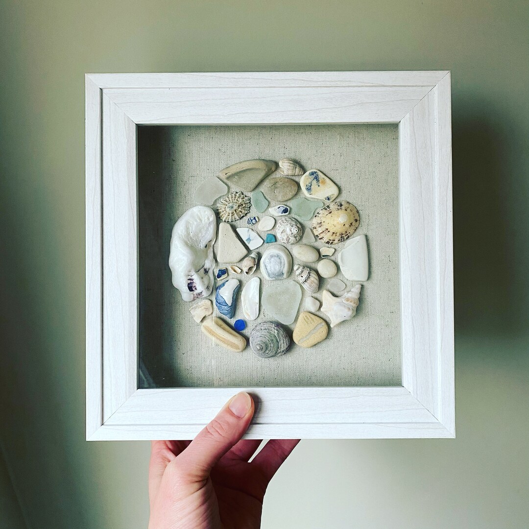 Cornish Shell Art Sea Glass Art Framed Picture Handmade in Cornwall - Etsy