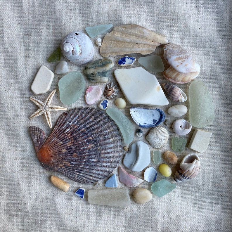 Cornish Shell Art Picture Sea Glass Art Handmade in - Etsy