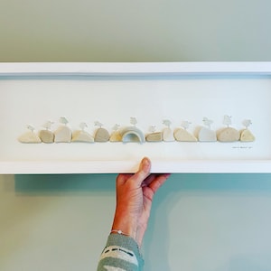 Large Panoramic Cornish Bird Picture Sea Glass Art Pastel Sea Pottery ...