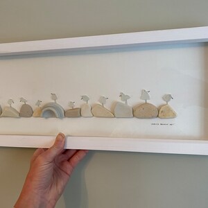 Large Panoramic Cornish Bird Picture Sea Glass Art Pastel Sea Pottery ...