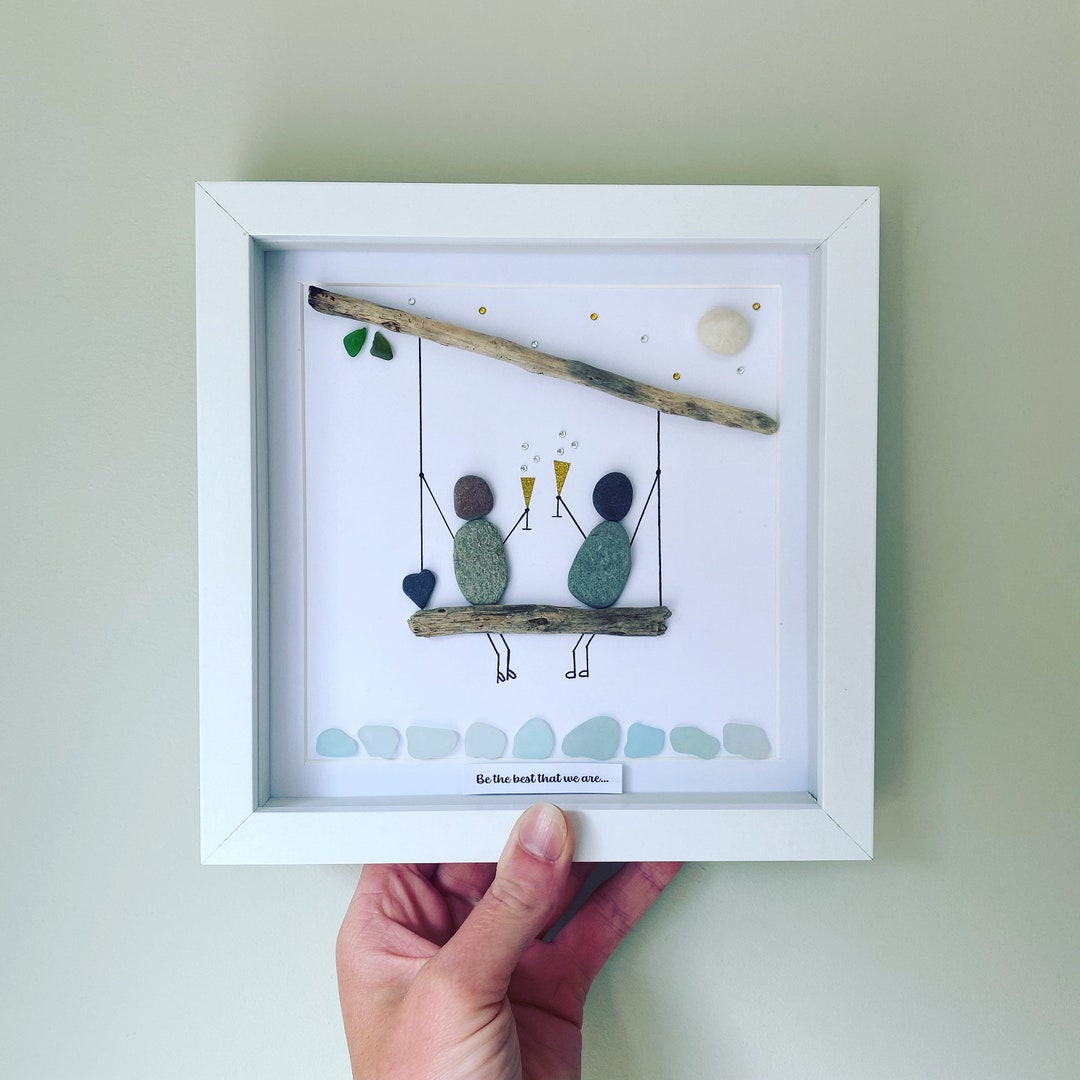 Pebble Couple Celebration Picture - Framed Wall Art Handmade in ...