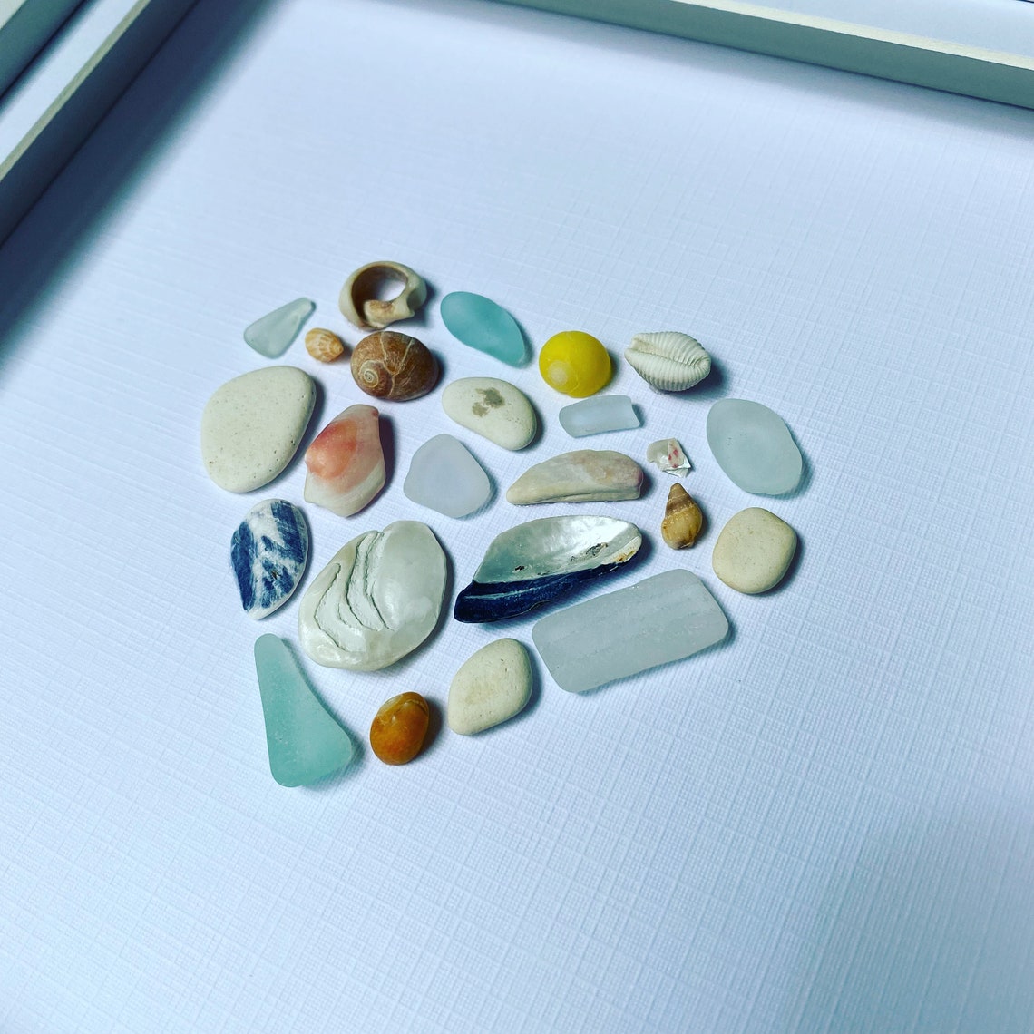 Cornish Sea Glass Art Shell Heart Picture Handmade in - Etsy