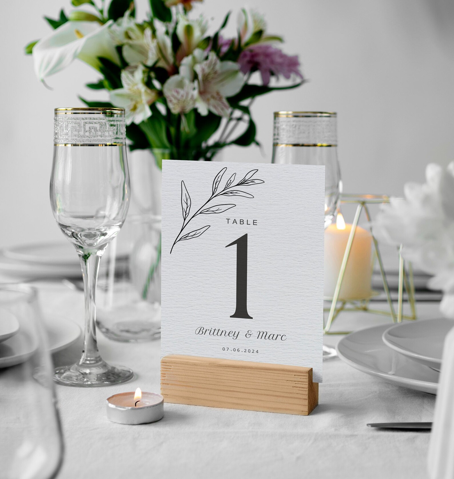 Minimalist Wedding Table Numbers, Elegant Table Numbers, Template Table ...